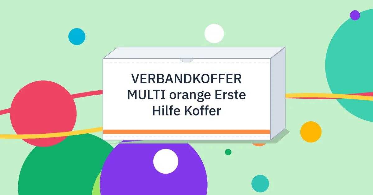 Symbolbild: Packung mit der Aufschrift VERBANDKOFFER MULTI orange Erste Hilfe Koffer (PZN 13250193) – Verfügbarkeit und Bezug in Apotheken in Frankfurt am Main
