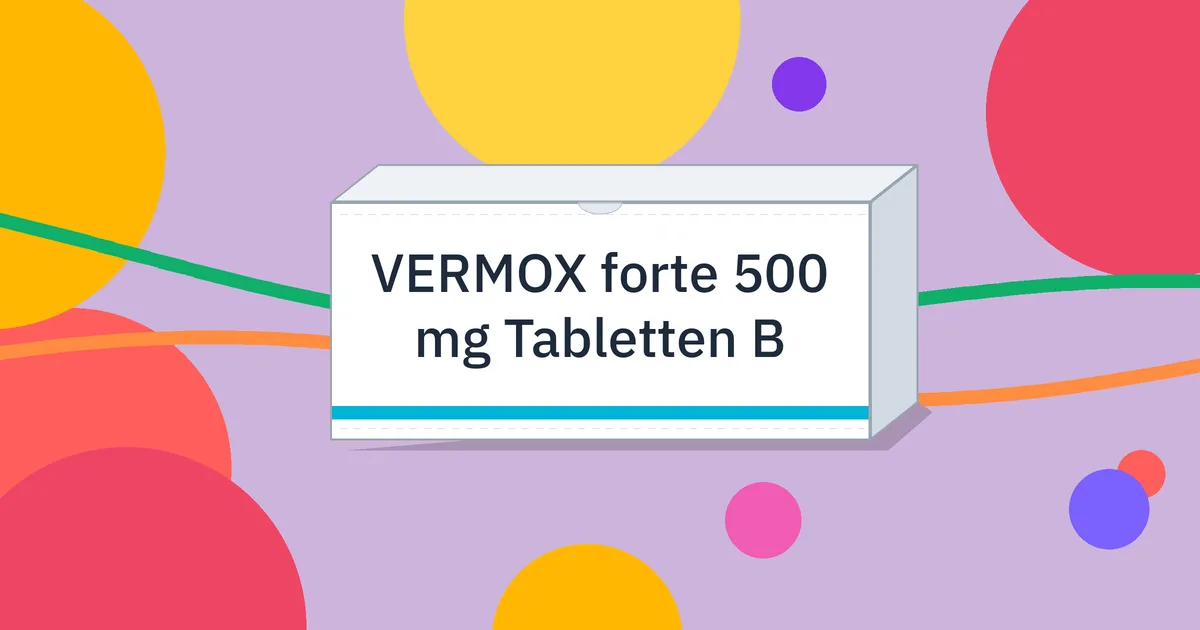 Symbolbild: Packung mit der Aufschrift VERMOX forte 500 mg Tabletten B (PZN 03925276) – Verfügbarkeit und Bezug in Apotheken in Frankfurt am Main