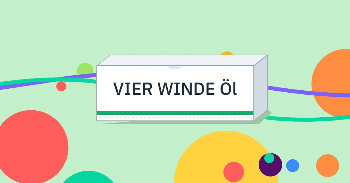 Symbolbild: Packung mit der Aufschrift VIER WINDE Öl (PZN 09469371) – Verfügbarkeit und Bezug in Apotheken in Frankfurt am Main