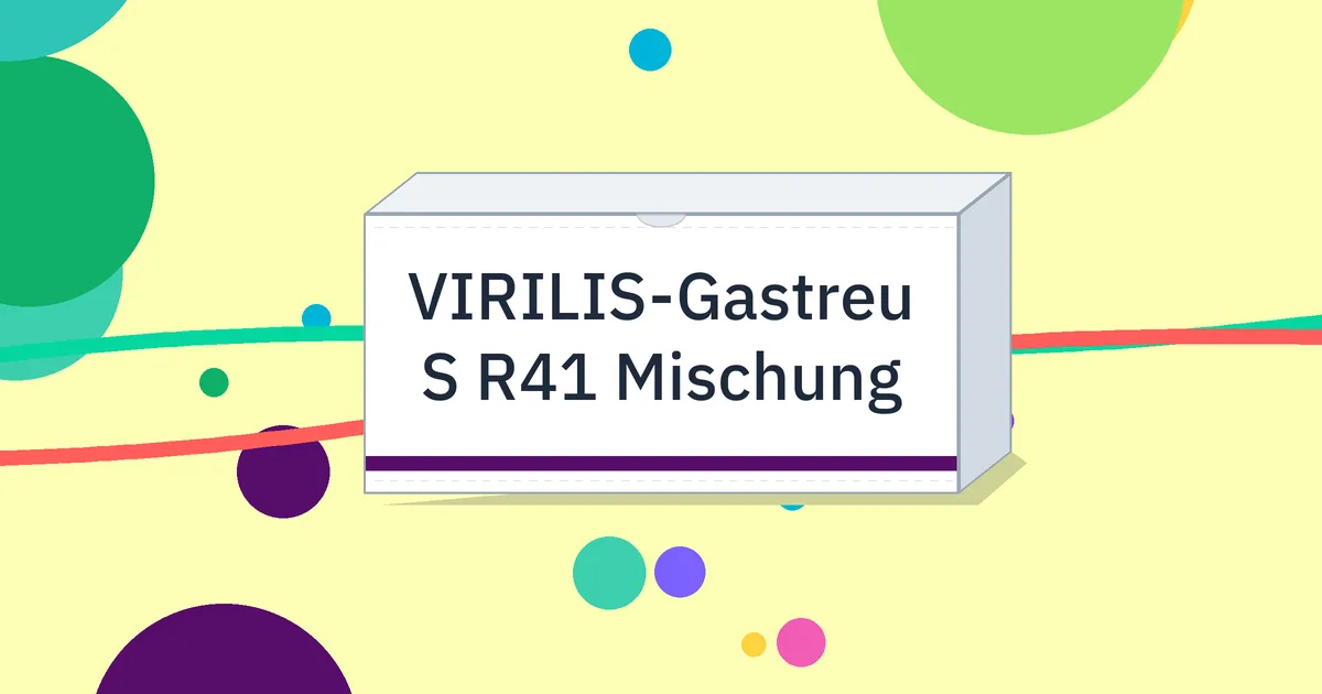 Symbolbild: Packung mit der Aufschrift VIRILIS-Gastreu S R41 Mischung (PZN 01686755) – Verfügbarkeit und Bezug in Apotheken in Frankfurt am Main