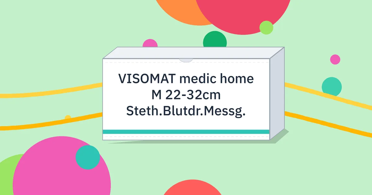 Symbolbild: Packung mit der Aufschrift VISOMAT medic home M 22-32cm Steth.Blutdr.Messg. (PZN 11137311) – Verfügbarkeit und Bezug in Apotheken in Frankfurt am Main