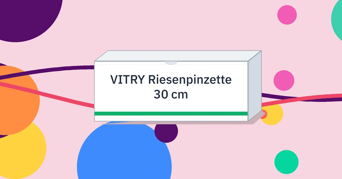 Symbolbild: Packung mit der Aufschrift VITRY Riesenpinzette 30 cm (PZN 14290958) – Verfügbarkeit und Bezug in Apotheken in Frankfurt am Main