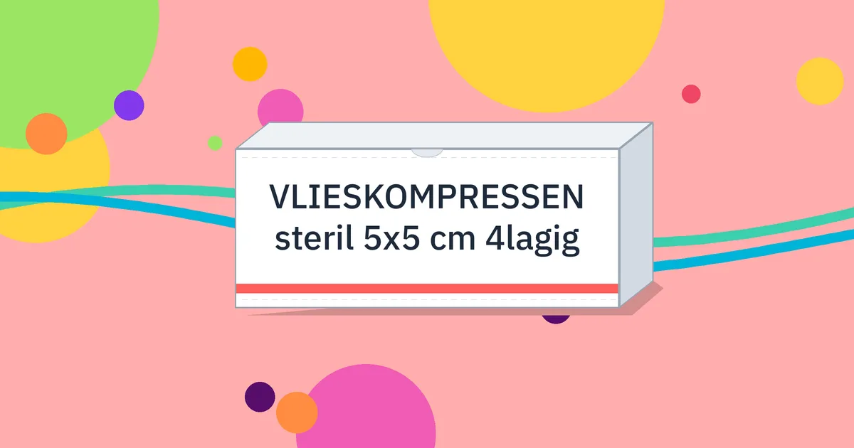 Symbolbild: Packung mit der Aufschrift VLIESKOMPRESSEN steril 5x5 cm 4lagig (PZN 17549581) – Verfügbarkeit und Bezug in Apotheken in Frankfurt am Main