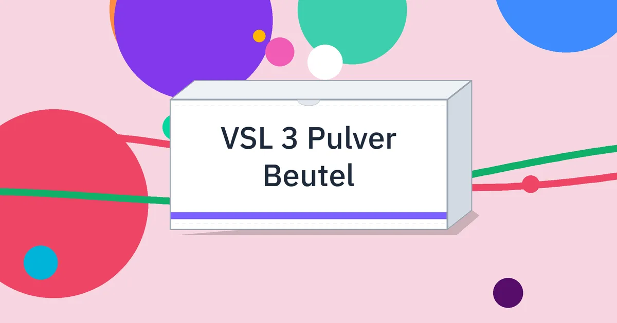 Symbolbild: Packung mit der Aufschrift VSL 3 Pulver Beutel (PZN 17456684) – Verfügbarkeit und Bezug in Apotheken in Frankfurt am Main