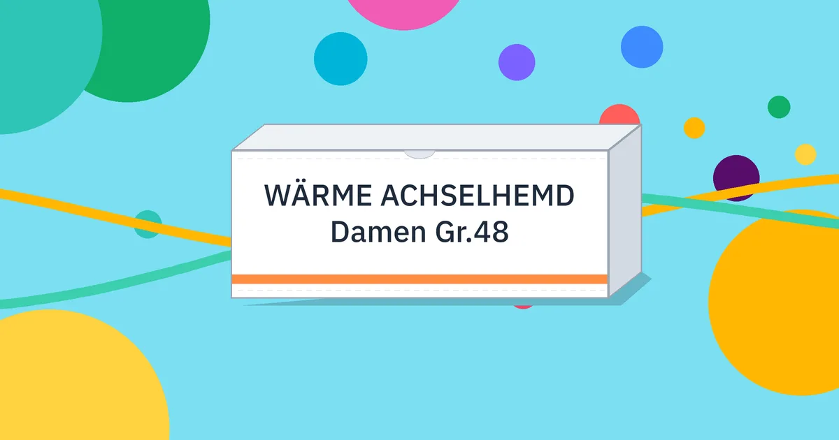 Symbolbild: Packung mit der Aufschrift WÄRME ACHSELHEMD Damen Gr.48 (PZN 02445628) – Verfügbarkeit und Bezug in Apotheken in Frankfurt am Main