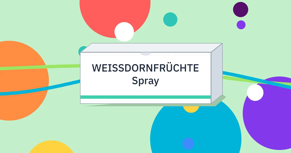 Symbolbild: Packung mit der Aufschrift WEISSDORNFRÜCHTE Spray (PZN 13980112) – Verfügbarkeit und Bezug in Apotheken in Frankfurt am Main