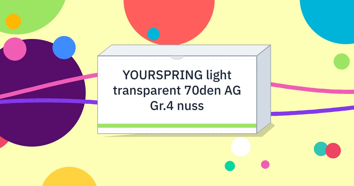 Symbolbild: Packung mit der Aufschrift YOURSPRING light transparent 70den AG Gr.4 nuss (PZN 18056231) – Verfügbarkeit und Bezug in Apotheken in Frankfurt am Main