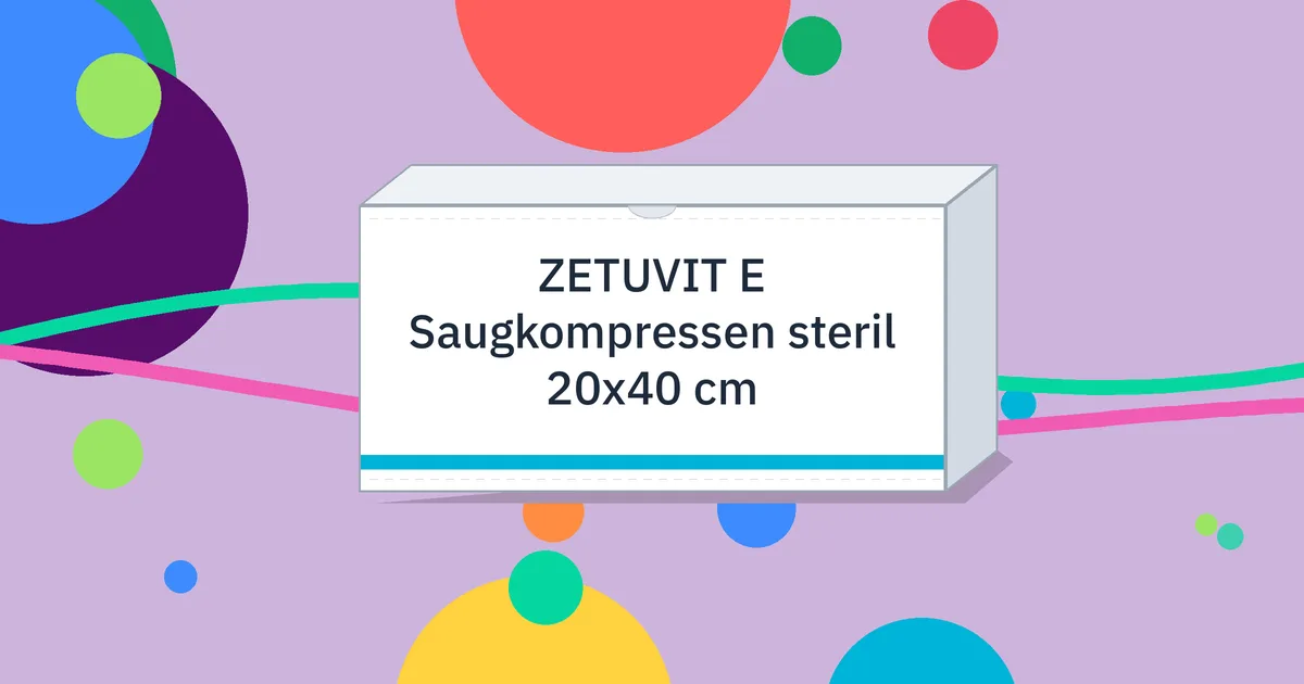 Symbolbild: Packung mit der Aufschrift ZETUVIT E Saugkompressen steril 20x40 cm (PZN 18774216) – Verfügbarkeit und Bezug in Apotheken in Frankfurt am Main