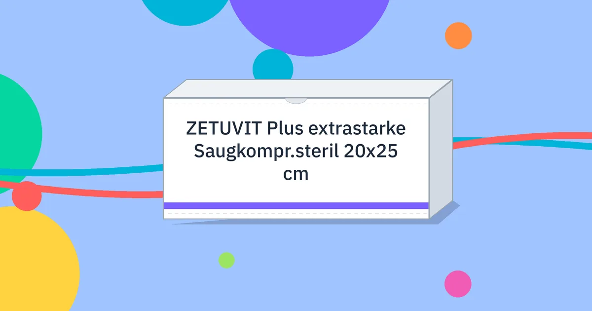 Symbolbild: Packung mit der Aufschrift ZETUVIT Plus extrastarke Saugkompr.steril 20x25 cm (PZN 19533288) – Verfügbarkeit und Bezug in Apotheken in Frankfurt am Main