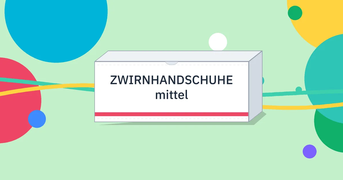 Symbolbild: Packung mit der Aufschrift ZWIRNHANDSCHUHE mittel (PZN 01040148) – Verfügbarkeit und Bezug in Apotheken in Frankfurt am Main