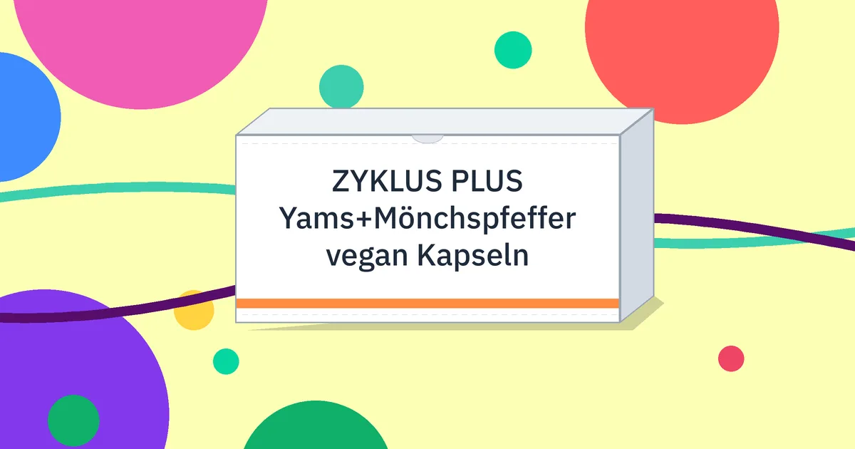 Symbolbild: Packung mit der Aufschrift ZYKLUS PLUS Yams+Mönchspfeffer vegan Kapseln (PZN 19384345) – Verfügbarkeit und Bezug in Apotheken in Frankfurt am Main