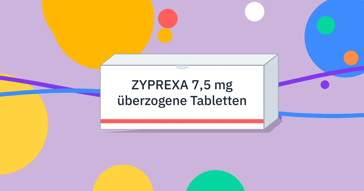 Symbolbild: Packung mit der Aufschrift ZYPREXA 7,5 mg überzogene Tabletten (PZN 05011557) – Verfügbarkeit und Bezug in Apotheken in Frankfurt am Main