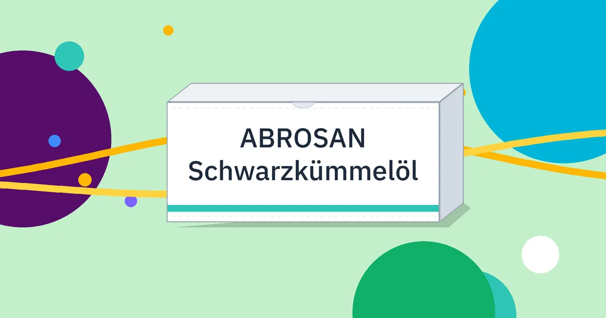 Symbolbild: Packung mit der Aufschrift ABROSAN Schwarzkümmelöl (PZN 14415756) – Verfügbarkeit und Bezug in Apotheken in Frankfurt am Main