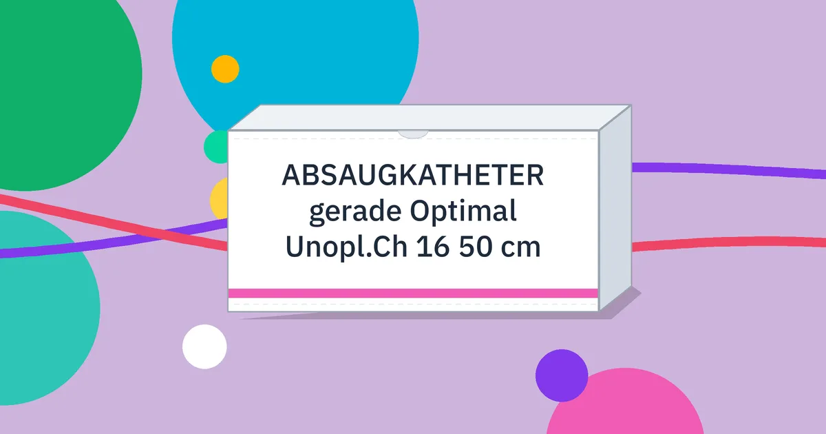 Symbolbild: Packung mit der Aufschrift ABSAUGKATHETER gerade Optimal Unopl.Ch 16 50 cm (PZN 18202075) – Verfügbarkeit und Bezug in Apotheken in Frankfurt am Main