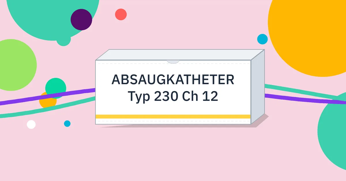 Symbolbild: Packung mit der Aufschrift ABSAUGKATHETER Typ 230 Ch 12 (PZN 07488996) – Verfügbarkeit und Bezug in Apotheken in Frankfurt am Main