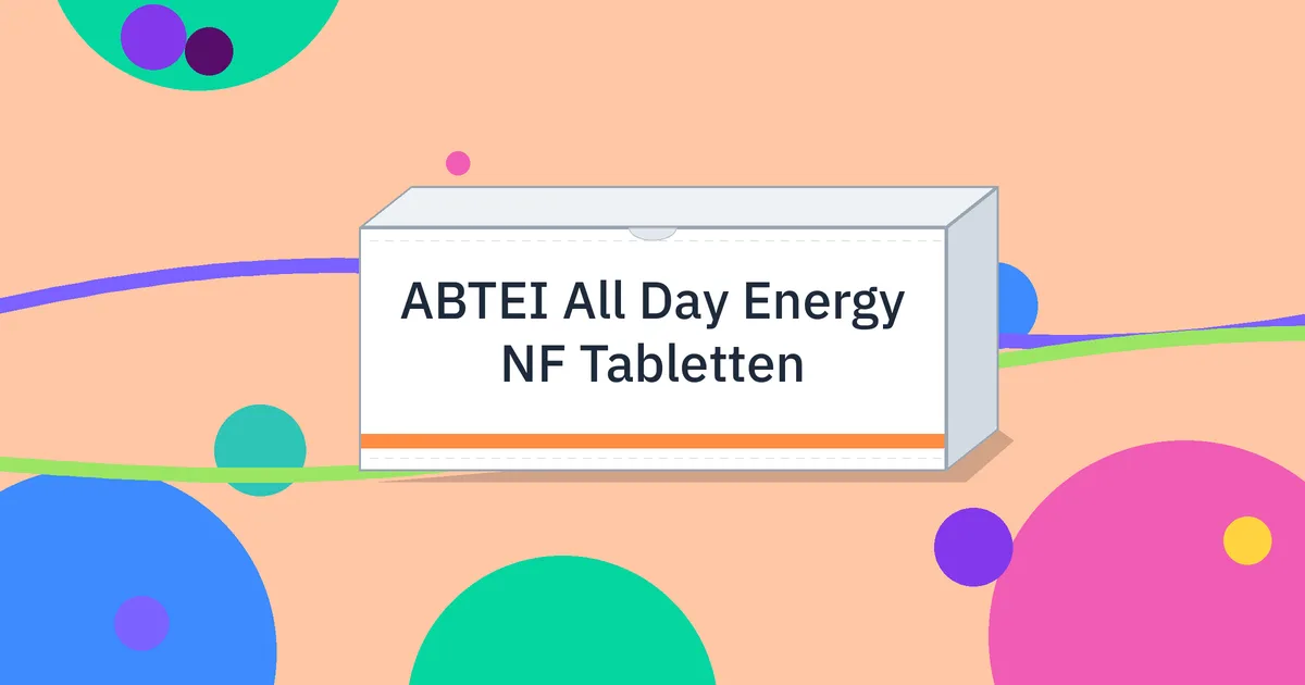Symbolbild: Packung mit der Aufschrift ABTEI All Day Energy NF Tabletten (PZN 15885257) – Verfügbarkeit und Bezug in Apotheken in Frankfurt am Main