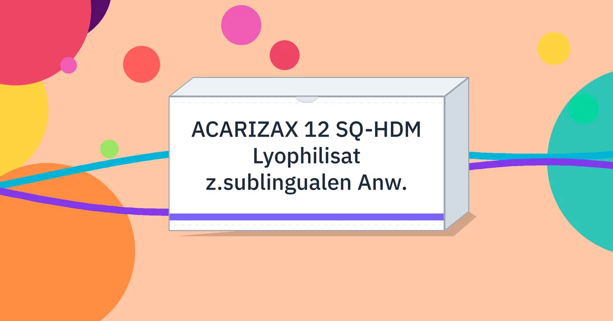 Symbolbild: Packung mit der Aufschrift ACARIZAX 12 SQ-HDM Lyophilisat z.sublingualen Anw. (PZN 16828942) – Verfügbarkeit und Bezug in Apotheken in Frankfurt am Main