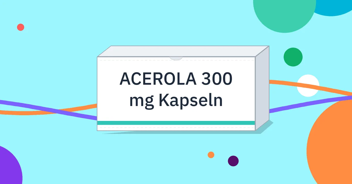 Symbolbild: Packung mit der Aufschrift ACEROLA 300 mg Kapseln (PZN 17190128) – Verfügbarkeit und Bezug in Apotheken in Frankfurt am Main