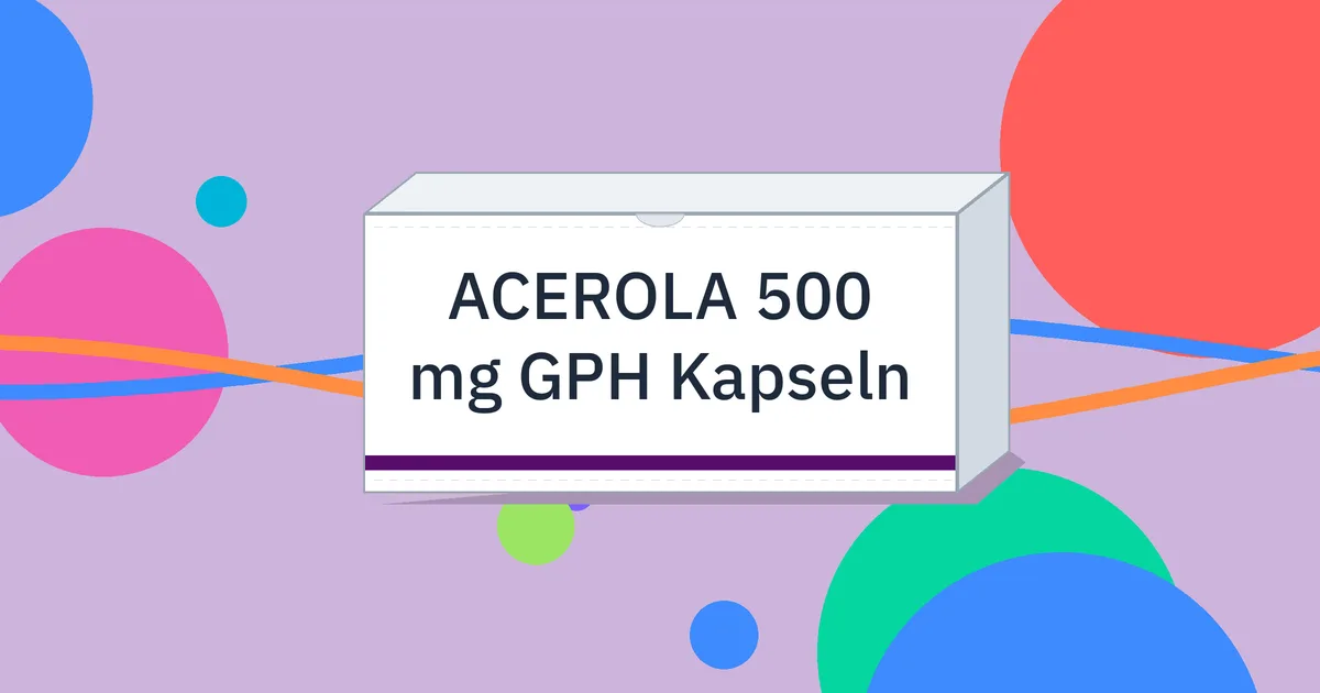 Symbolbild: Packung mit der Aufschrift ACEROLA 500 mg GPH Kapseln (PZN 10337918) – Verfügbarkeit und Bezug in Apotheken in Frankfurt am Main
