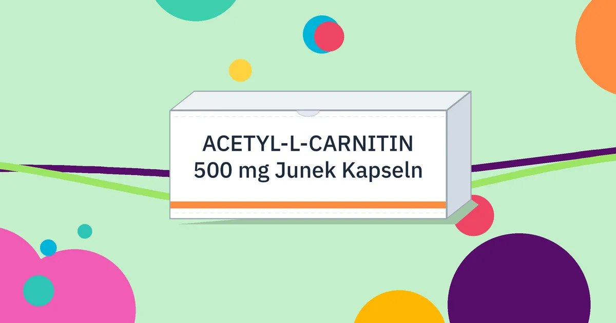Symbolbild: Packung mit der Aufschrift ACETYL-L-CARNITIN 500 mg Junek Kapseln (PZN 00136509) – Verfügbarkeit und Bezug in Apotheken in Frankfurt am Main