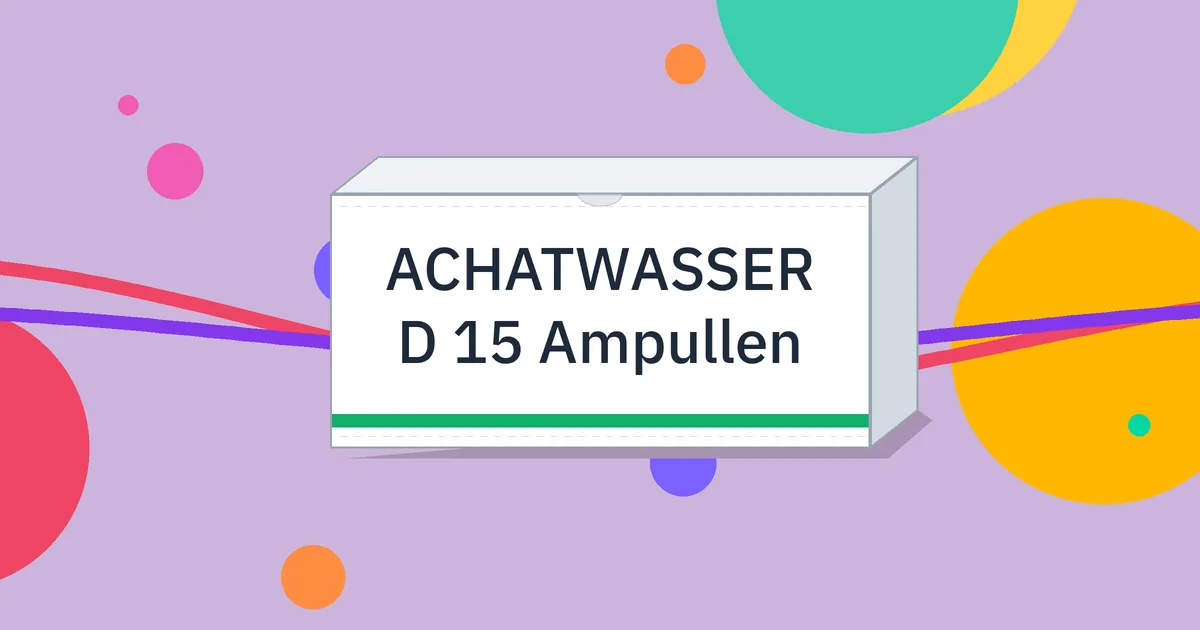 Symbolbild: Packung mit der Aufschrift ACHATWASSER D 15 Ampullen (PZN 02421237) – Verfügbarkeit und Bezug in Apotheken in Frankfurt am Main