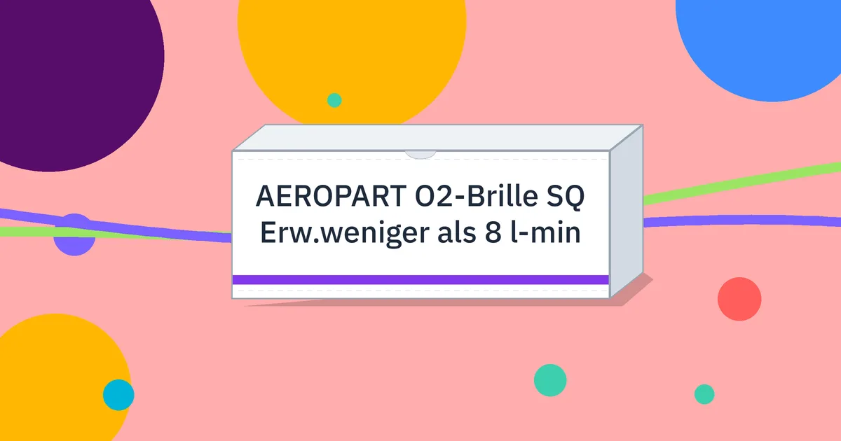 Symbolbild: Packung mit der Aufschrift AEROPART O2-Brille SQ Erw.weniger als 8 l-min (PZN 01075543) – Verfügbarkeit und Bezug in Apotheken in Frankfurt am Main