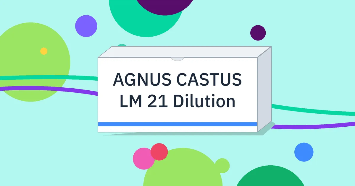 Symbolbild: Packung mit der Aufschrift AGNUS CASTUS LM 21 Dilution (PZN 13305391) – Verfügbarkeit und Bezug in Apotheken in Frankfurt am Main