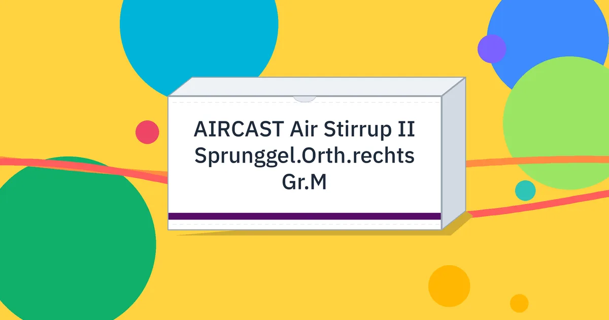 Symbolbild: Packung mit der Aufschrift AIRCAST Air Stirrup II Sprunggel.Orth.rechts Gr.M (PZN 09239116) – Verfügbarkeit und Bezug in Apotheken in Frankfurt am Main