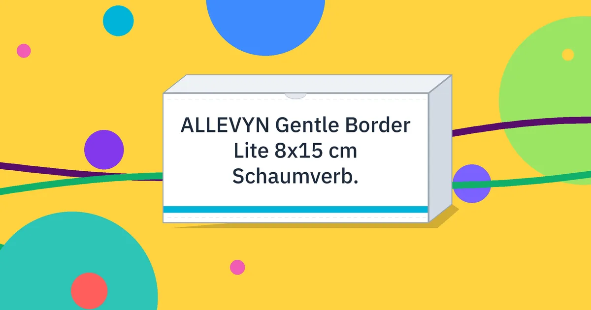 Symbolbild: Packung mit der Aufschrift ALLEVYN Gentle Border Lite 8x15 cm Schaumverb. (PZN 14329465) – Verfügbarkeit und Bezug in Apotheken in Frankfurt am Main