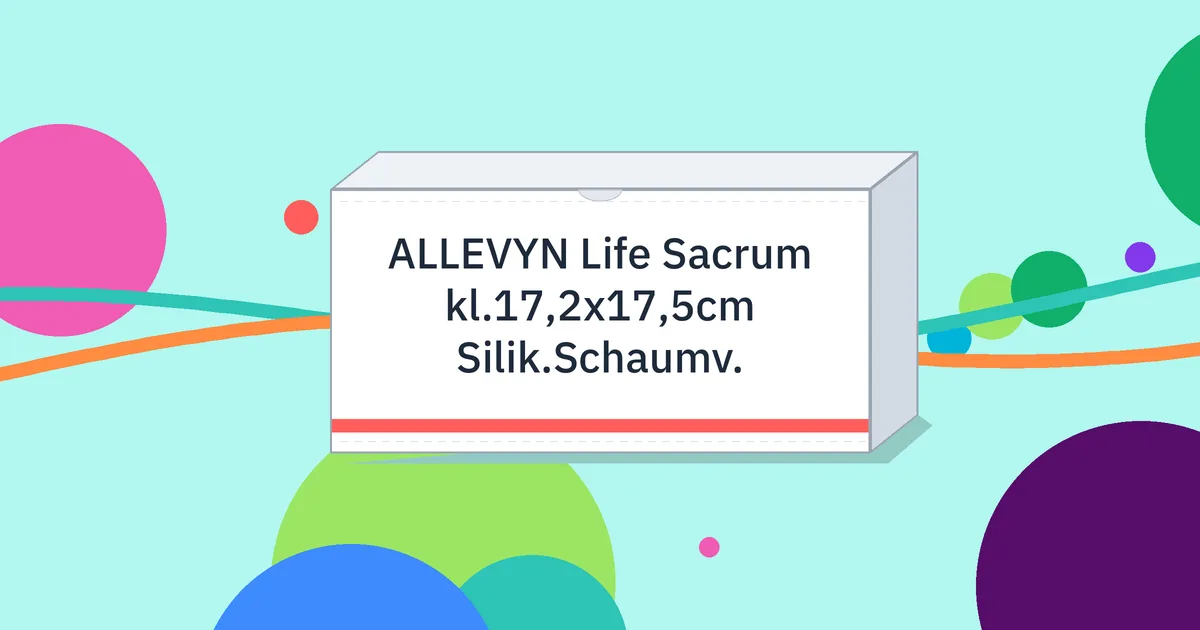 Symbolbild: Packung mit der Aufschrift ALLEVYN Life Sacrum kl.17,2x17,5cm Silik.Schaumv. (PZN 20776493) – Verfügbarkeit und Bezug in Apotheken in Frankfurt am Main