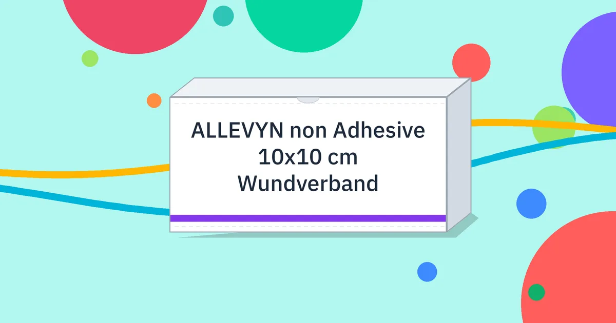 Symbolbild: Packung mit der Aufschrift ALLEVYN non Adhesive 10x10 cm Wundverband (PZN 04481278) – Verfügbarkeit und Bezug in Apotheken in Frankfurt am Main