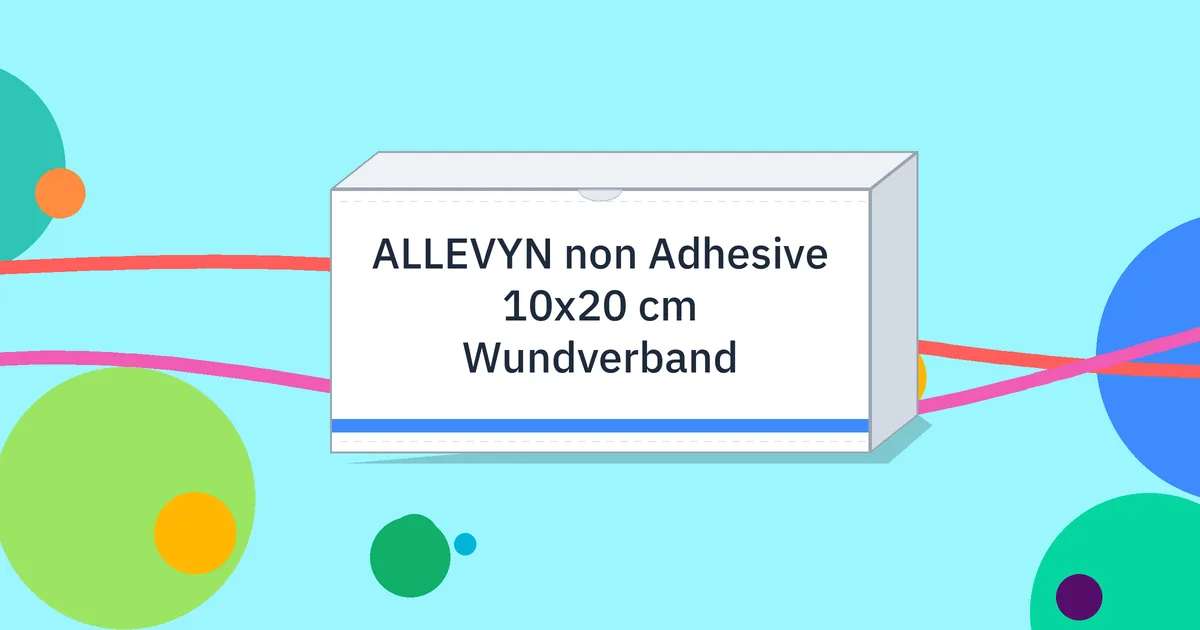 Symbolbild: Packung mit der Aufschrift ALLEVYN non Adhesive 10x20 cm Wundverband (PZN 15295573) – Verfügbarkeit und Bezug in Apotheken in Frankfurt am Main