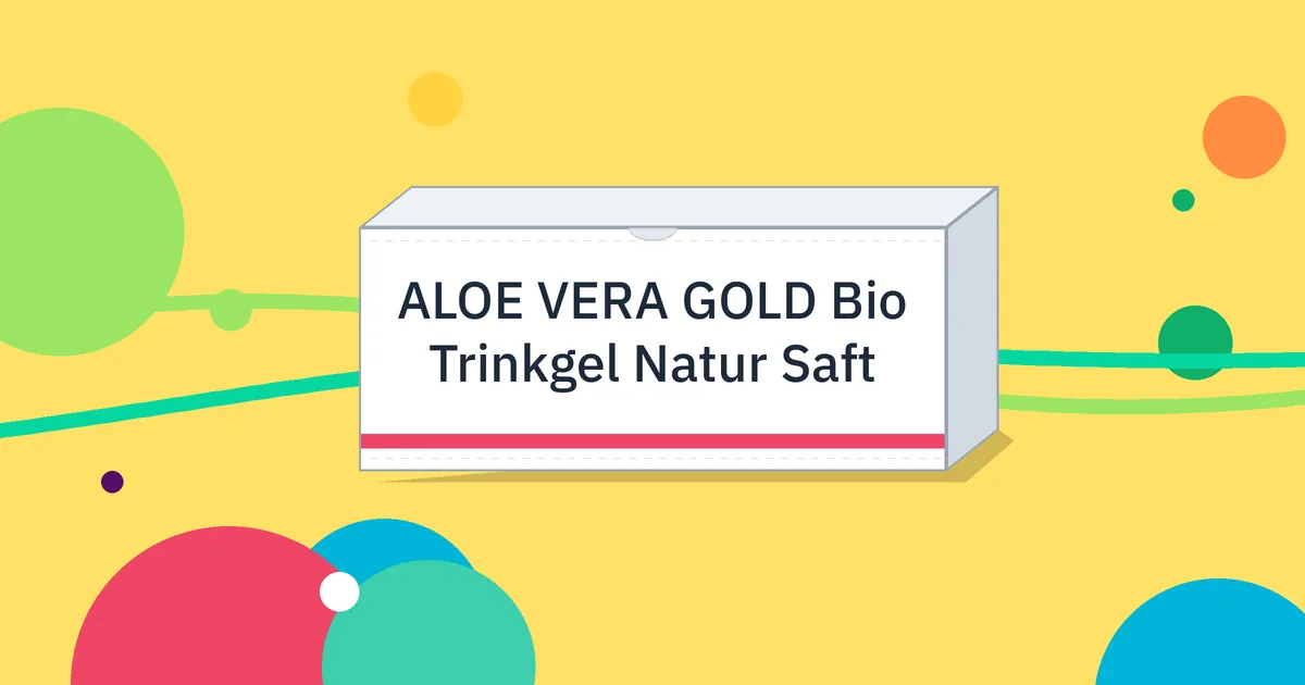 Symbolbild: Packung mit der Aufschrift ALOE VERA GOLD Bio Trinkgel Natur Saft (PZN 17455733) – Verfügbarkeit und Bezug in Apotheken in Frankfurt am Main