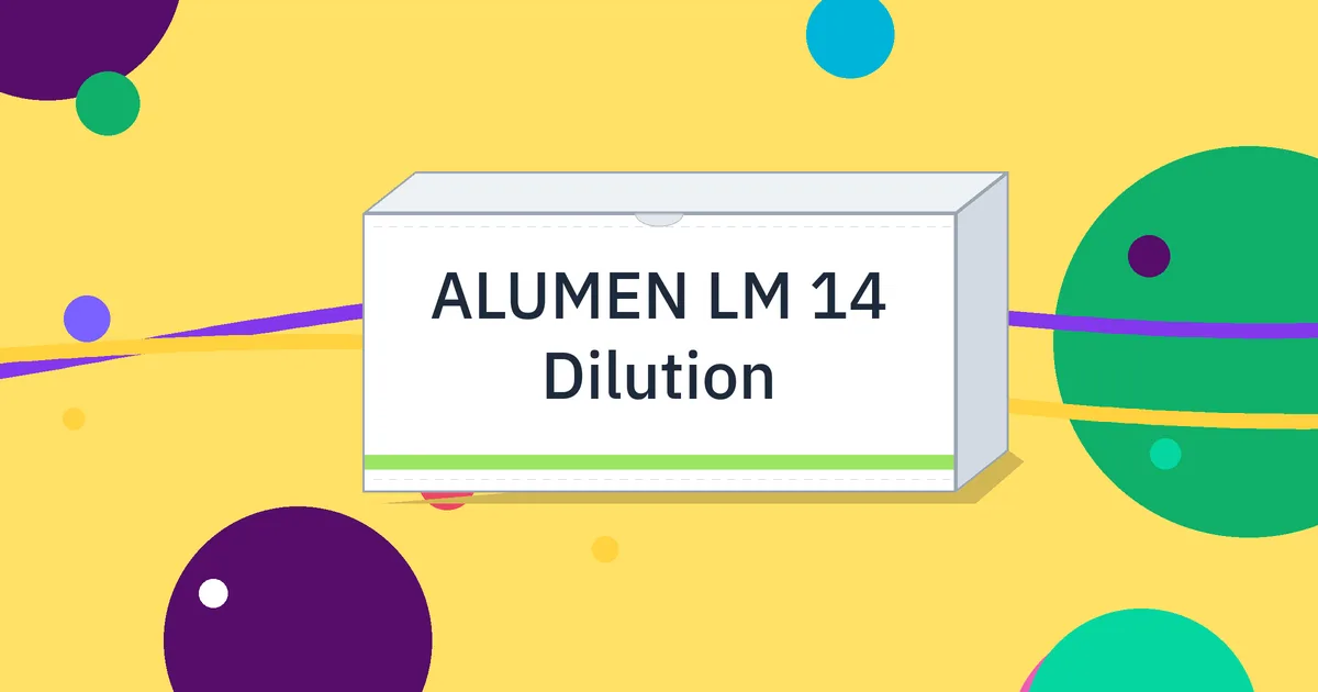 Symbolbild: Packung mit der Aufschrift ALUMEN LM 14 Dilution (PZN 12758015) – Verfügbarkeit und Bezug in Apotheken in Frankfurt am Main