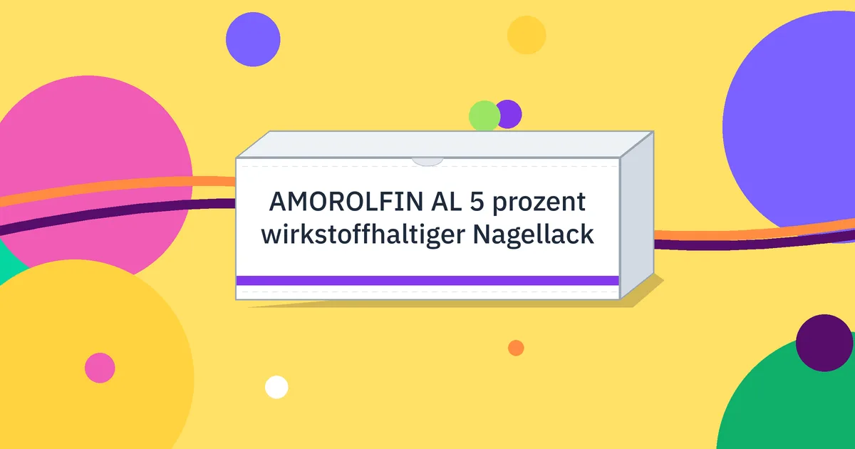 Symbolbild: Packung mit der Aufschrift AMOROLFIN AL 5 prozent wirkstoffhaltiger Nagellack (PZN 09091234) – Verfügbarkeit und Bezug in Apotheken in Frankfurt am Main