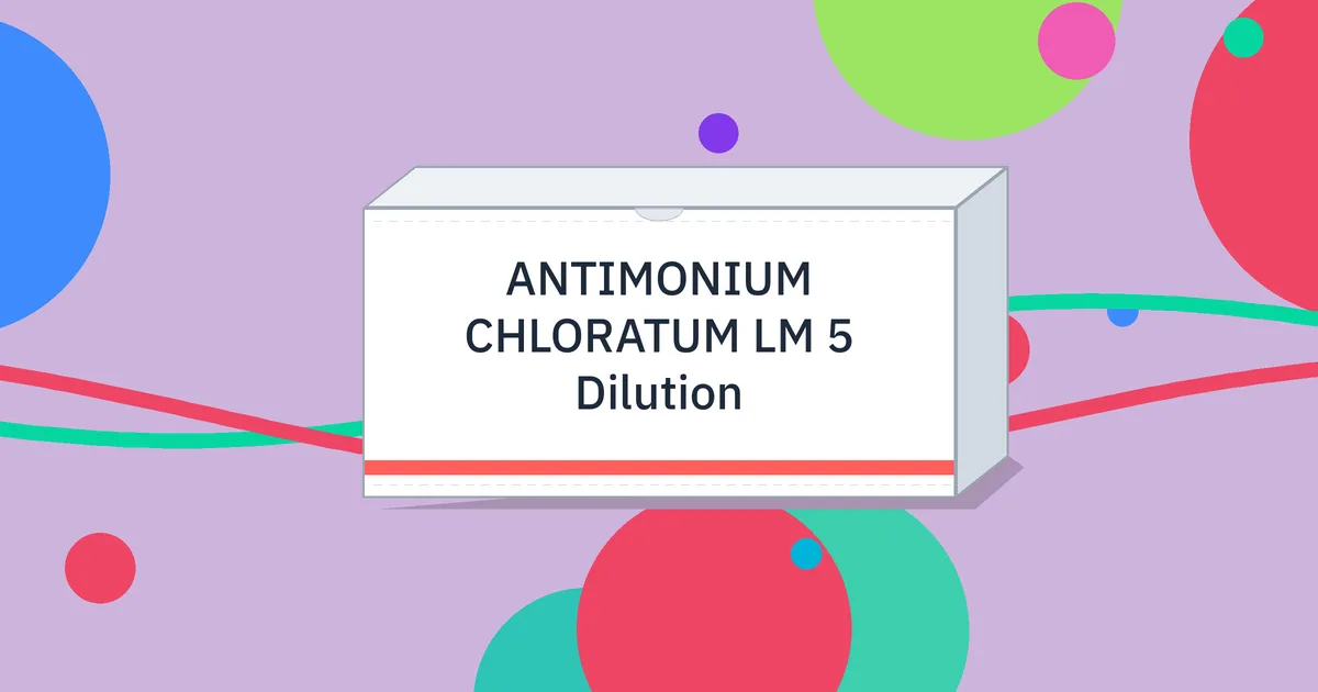 Symbolbild: Packung mit der Aufschrift ANTIMONIUM CHLORATUM LM 5 Dilution (PZN 13372542) – Verfügbarkeit und Bezug in Apotheken in Frankfurt am Main
