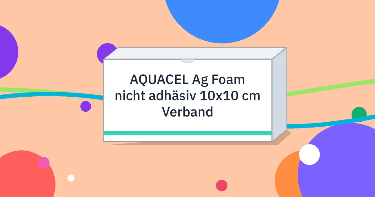 Symbolbild: Packung mit der Aufschrift AQUACEL Ag Foam nicht adhäsiv 10x10 cm Verband (PZN 14133839) – Verfügbarkeit und Bezug in Apotheken in Frankfurt am Main