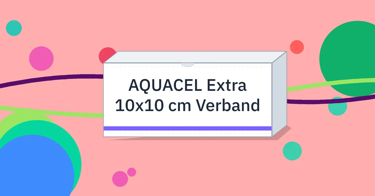 Symbolbild: Packung mit der Aufschrift AQUACEL Extra 10x10 cm Verband (PZN 18126256) – Verfügbarkeit und Bezug in Apotheken in Frankfurt am Main