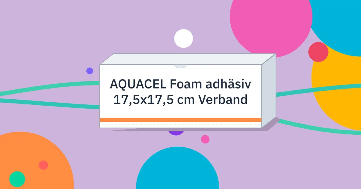 Symbolbild: Packung mit der Aufschrift AQUACEL Foam adhäsiv 17,5x17,5 cm Verband (PZN 12419193) – Verfügbarkeit und Bezug in Apotheken in Frankfurt am Main