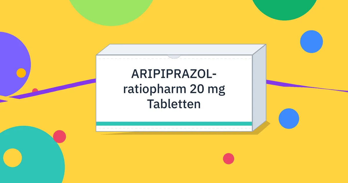 Symbolbild: Packung mit der Aufschrift ARIPIPRAZOL-ratiopharm 20 mg Tabletten (PZN 10308383) – Verfügbarkeit und Bezug in Apotheken in Frankfurt am Main