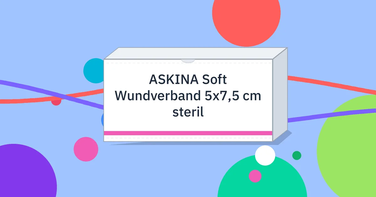 Symbolbild: Packung mit der Aufschrift ASKINA Soft Wundverband 5x7,5 cm steril (PZN 20285967) – Verfügbarkeit und Bezug in Apotheken in Frankfurt am Main