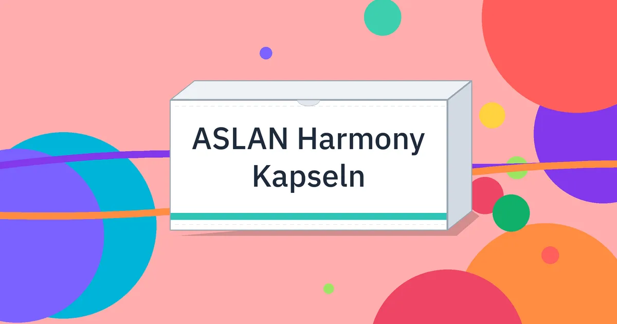 Symbolbild: Packung mit der Aufschrift ASLAN Harmony Kapseln (PZN 12349400) – Verfügbarkeit und Bezug in Apotheken in Frankfurt am Main