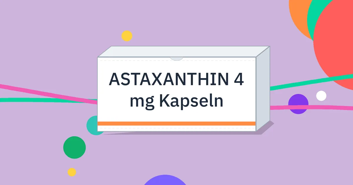 Symbolbild: Packung mit der Aufschrift ASTAXANTHIN 4 mg Kapseln (PZN 10707769) – Verfügbarkeit und Bezug in Apotheken in Frankfurt am Main