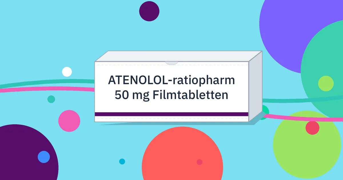 Symbolbild: Packung mit der Aufschrift ATENOLOL-ratiopharm 50 mg Filmtabletten (PZN 03339383) – Verfügbarkeit und Bezug in Apotheken in Frankfurt am Main