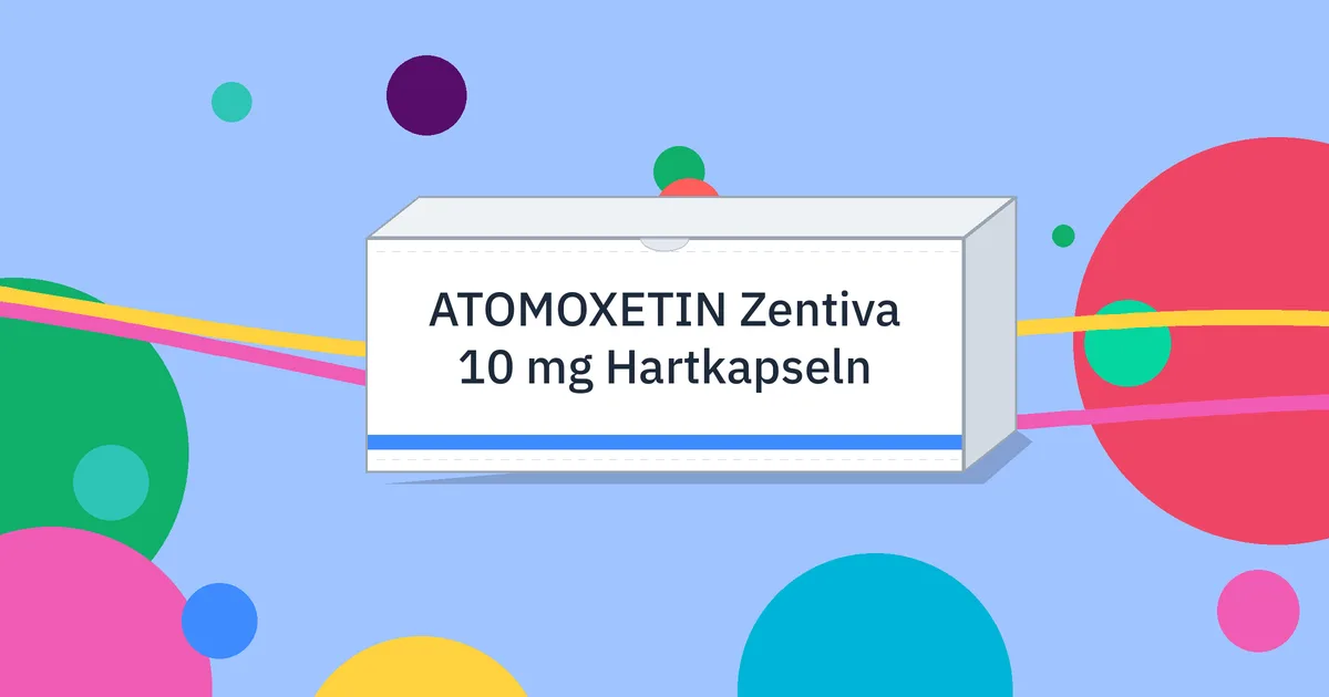 Symbolbild: Packung mit der Aufschrift ATOMOXETIN Zentiva 10 mg Hartkapseln (PZN 14313398) – Verfügbarkeit und Bezug in Apotheken in Frankfurt am Main