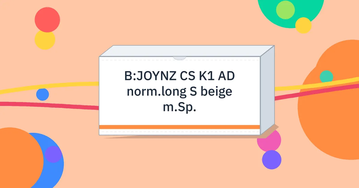 Symbolbild: Packung mit der Aufschrift B:JOYNZ CS K1 AD norm.long S beige m.Sp. (PZN 20524604) – Verfügbarkeit und Bezug in Apotheken in Frankfurt am Main