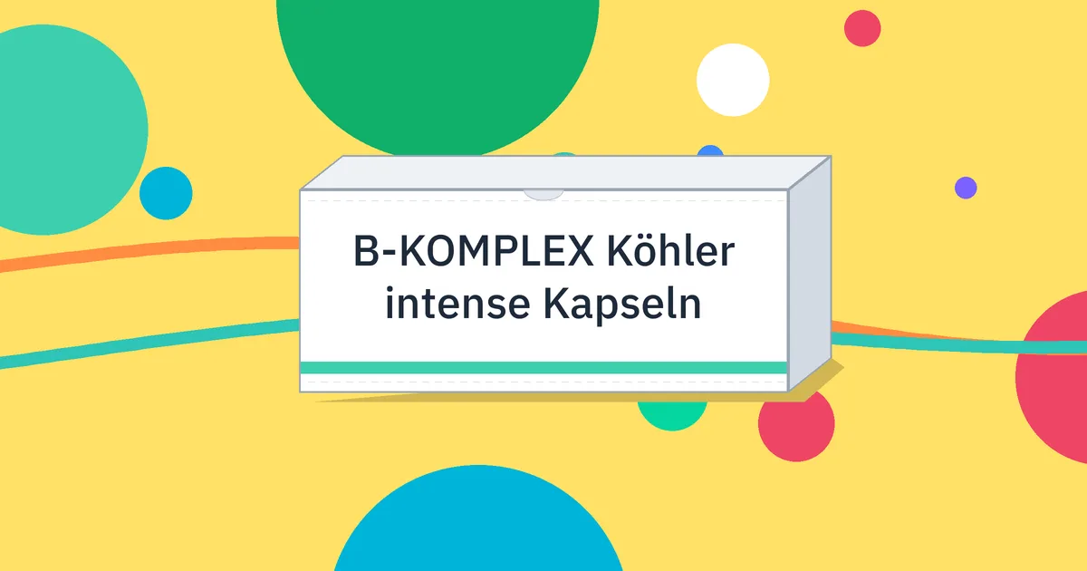 Symbolbild: Packung mit der Aufschrift B-KOMPLEX Köhler intense Kapseln (PZN 14448253) – Verfügbarkeit und Bezug in Apotheken in Frankfurt am Main
