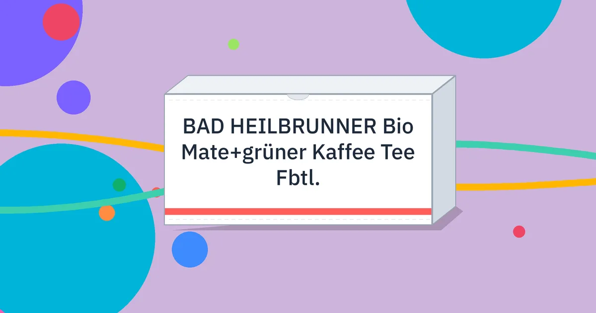 Symbolbild: Packung mit der Aufschrift BAD HEILBRUNNER Bio Mate+grüner Kaffee Tee Fbtl. (PZN 14162491) – Verfügbarkeit und Bezug in Apotheken in Frankfurt am Main