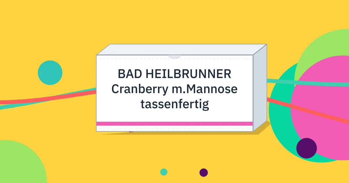 Symbolbild: Packung mit der Aufschrift BAD HEILBRUNNER Cranberry m.Mannose tassenfertig (PZN 18055852) – Verfügbarkeit und Bezug in Apotheken in Frankfurt am Main