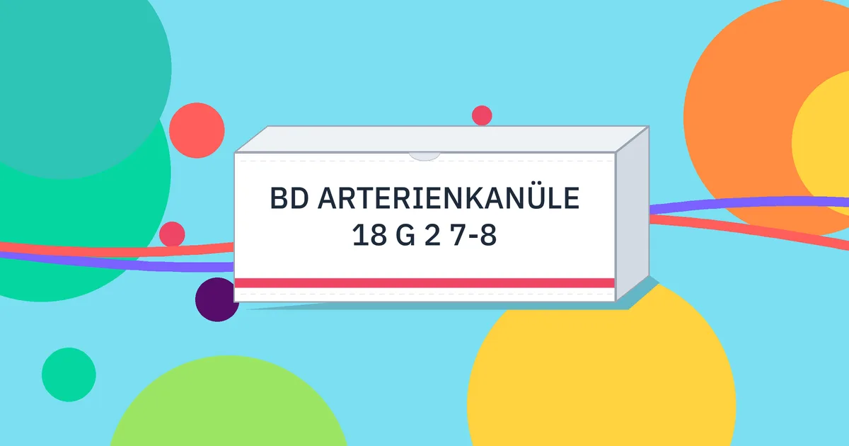 Symbolbild: Packung mit der Aufschrift BD ARTERIENKANÜLE 18 G 2 7-8 (PZN 07664625) – Verfügbarkeit und Bezug in Apotheken in Frankfurt am Main